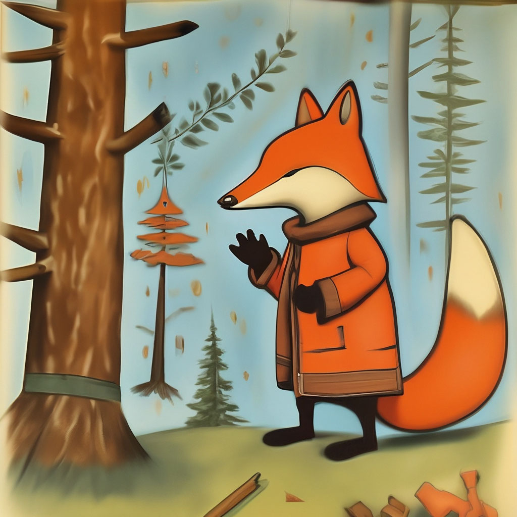 "I'm a poor fox, oh, oh, oh! I lost my mitt under a pine tree. My paw ...