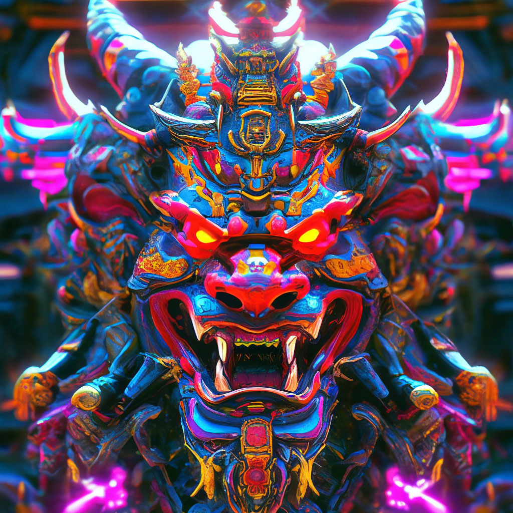 "The terrible face of the Japanese demon, Psychedelic, Color ...