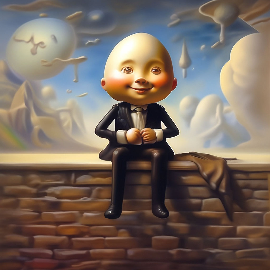 "Humpty Dumpty He was sitting on the wall. Humpty Dumpty He fell down ...