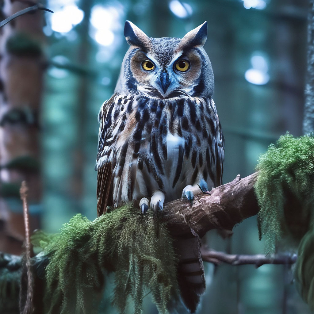 "Owl in the forest weighs on a branch + night, professional photo ...