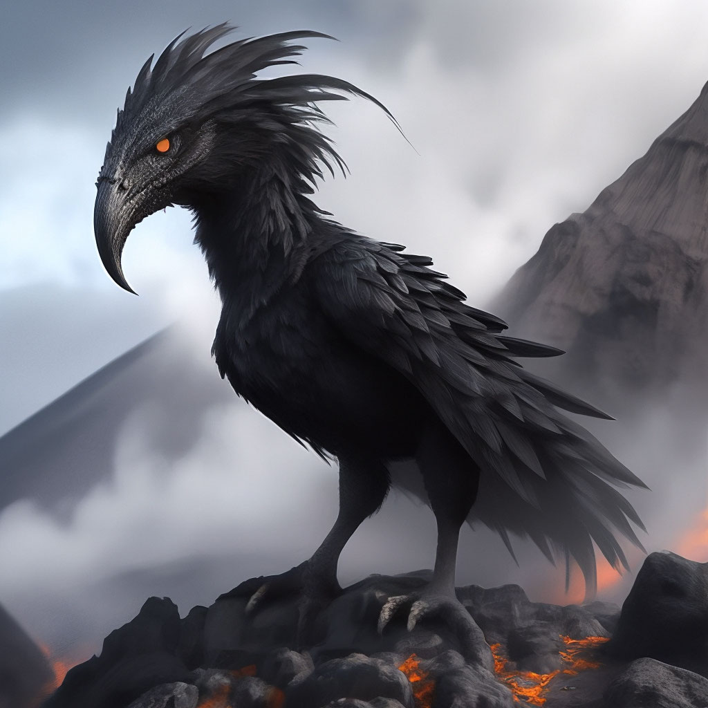 "Two-meter creepy human-like creature, long black beak, long black ...