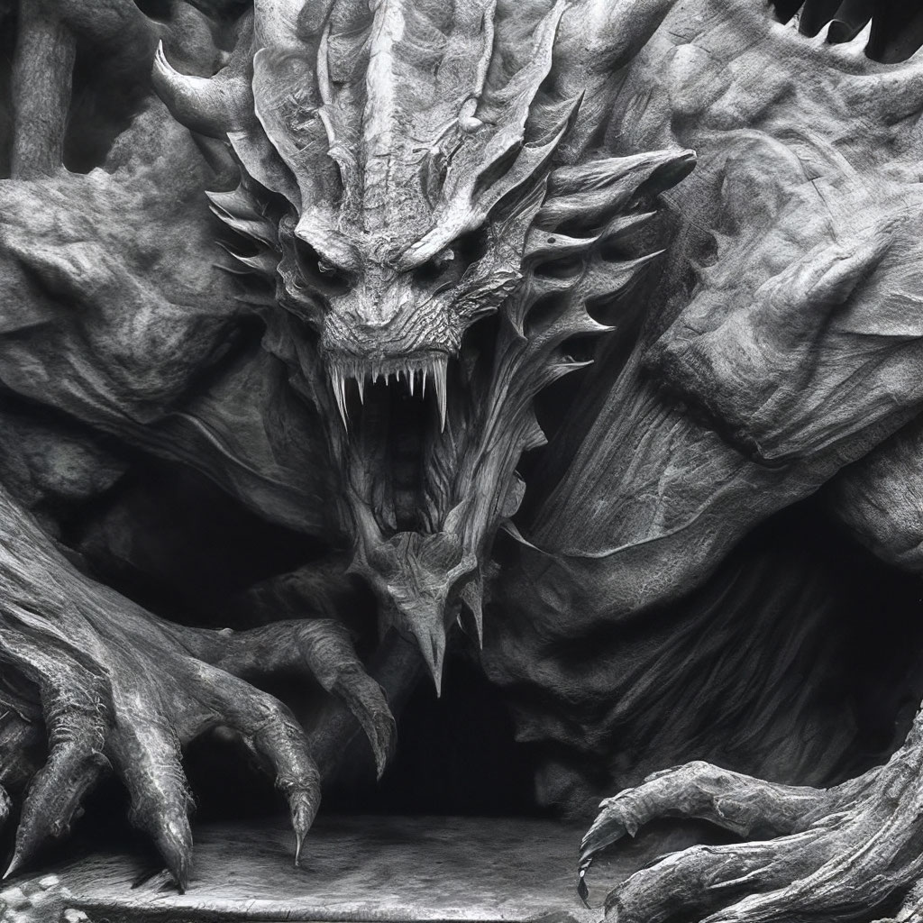 "Terrifying fear, mythological monster, drawing of all details and ...