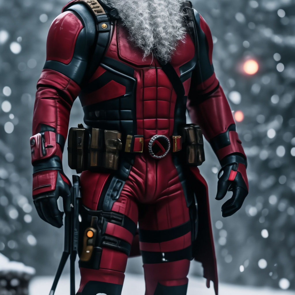 "Santa Claus in full height in Deadpool style" — image created in Shedevrum