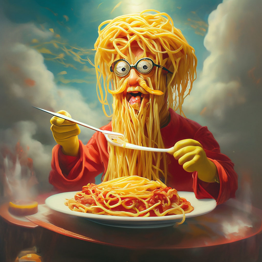 "Spaghetti Man" — image created in Shedevrum
