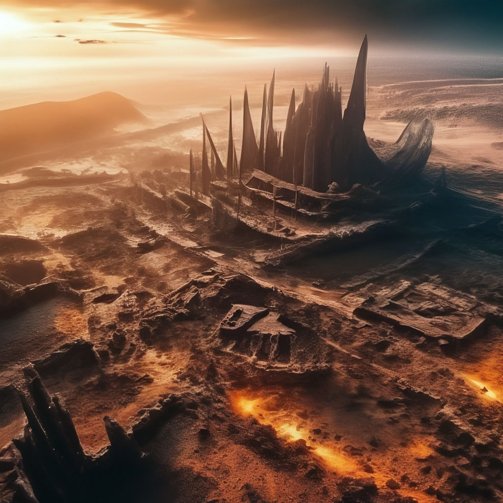 "Ruins of an ancient city, scorched wasteland, dry land, mysticism of ...