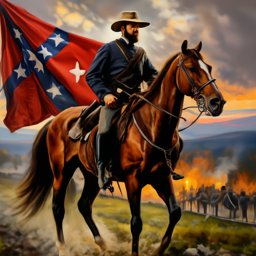 ""Oil painting of a Confederate General Lee ahorse holding the ...