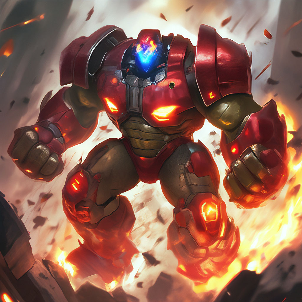 "Fire robot titan hulk" — image created in Shedevrum
