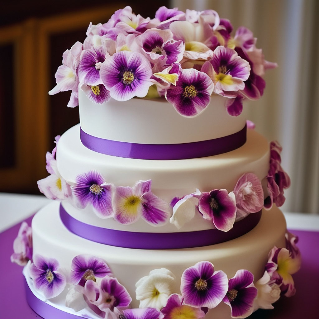 "Petunia decorated cake, three-tiered, hyperrealism, beautiful ...