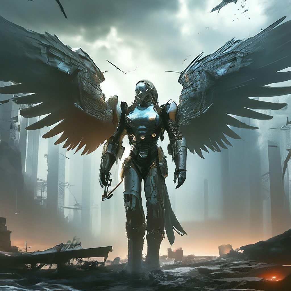 "Paradise cyborg angel" — image created in Shedevrum