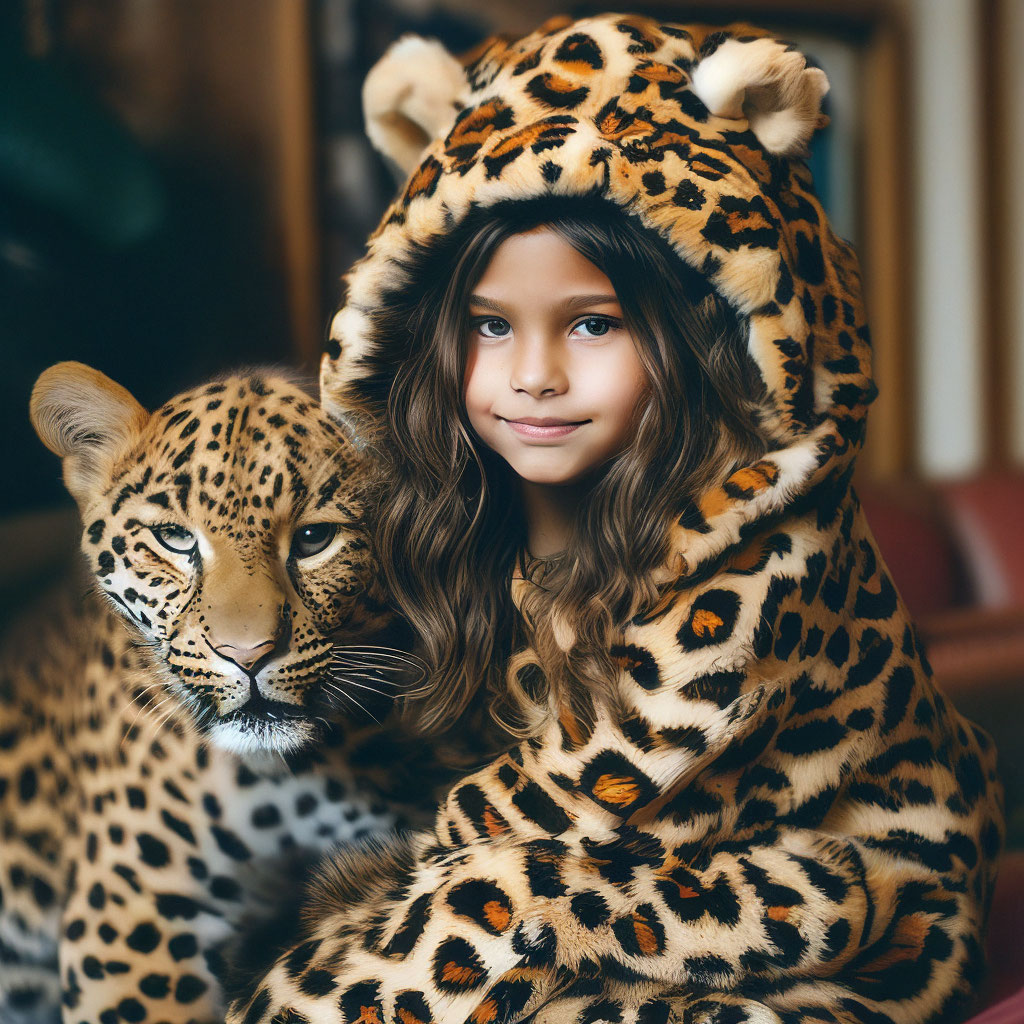 "A girl in a leopard costume" — image created in Shedevrum