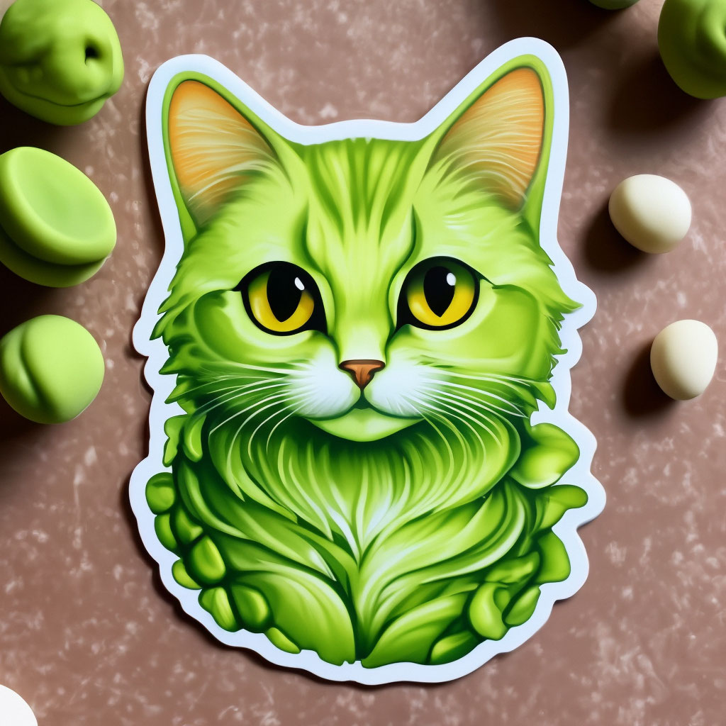 "Pistachio cat sticker" — image created in Shedevrum