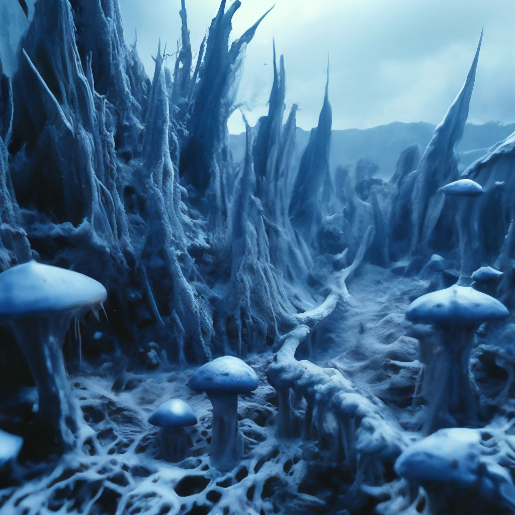 "Fungal infection poisonous blue, black and neon,bright blue haze,in ...