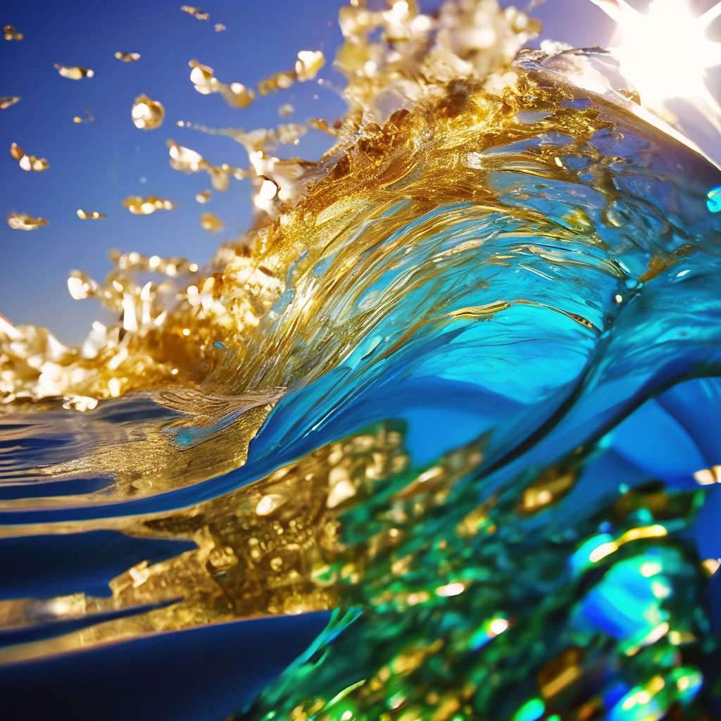 💕.... the color of the sea wave is blue and gold glass and crystal the ...