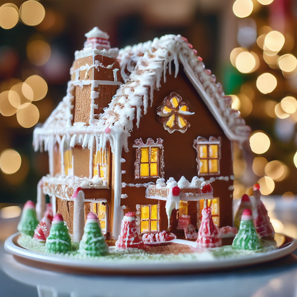 "Gingerbread house, beautiful, realistic, close-up, professional photo ...