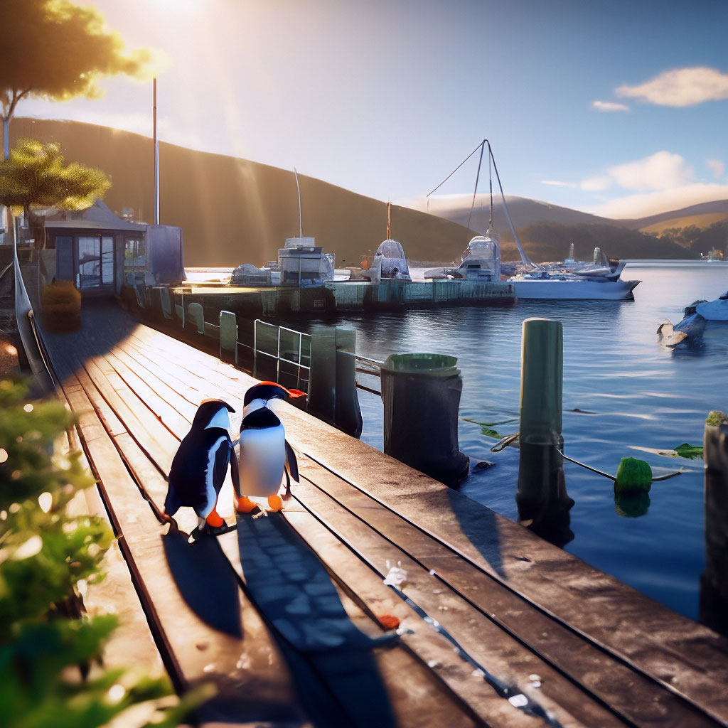 "Drake Strait.A small port, Puerto Arenos.a pier, small boats.greenery ...