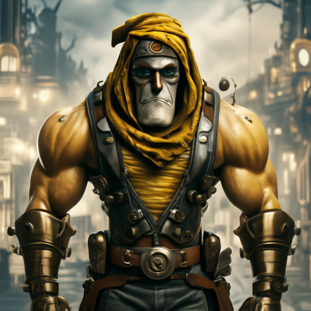 "Anthropomorphic muscular SpongeBob, bandana on his head, gigaGubcaBob ...