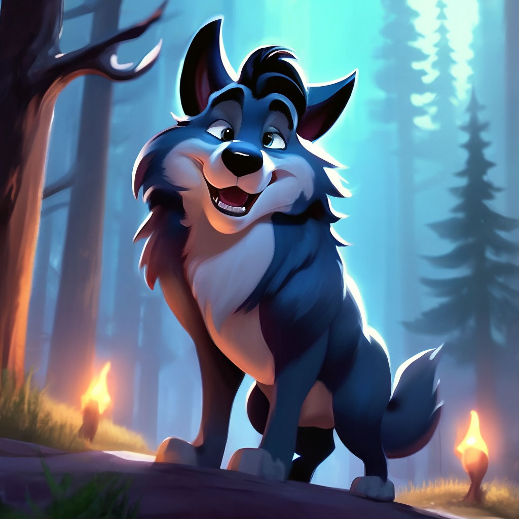 "Cartoon disney wolf" — image created in Shedevrum