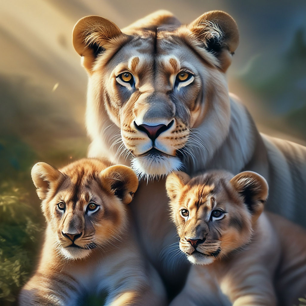 "Lioness with cubs, realistic, beautiful, professional photo" — image ...