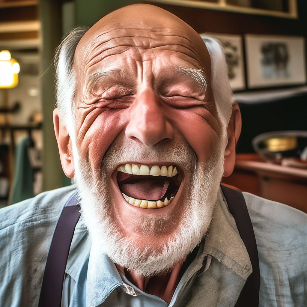 "Grandpa sneezed and at that moment his false teeth popped out of his ...
