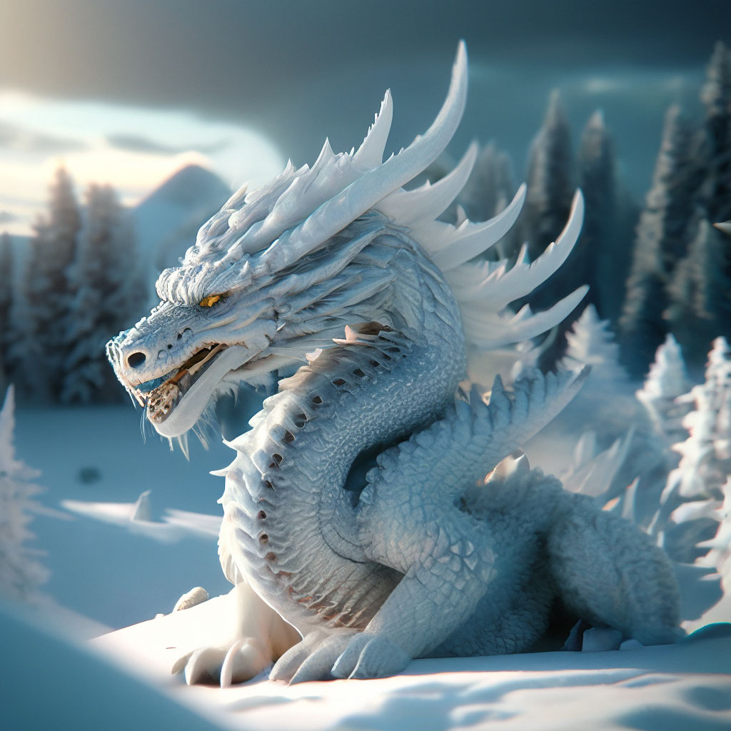 "The winter dragon" — image created in Shedevrum