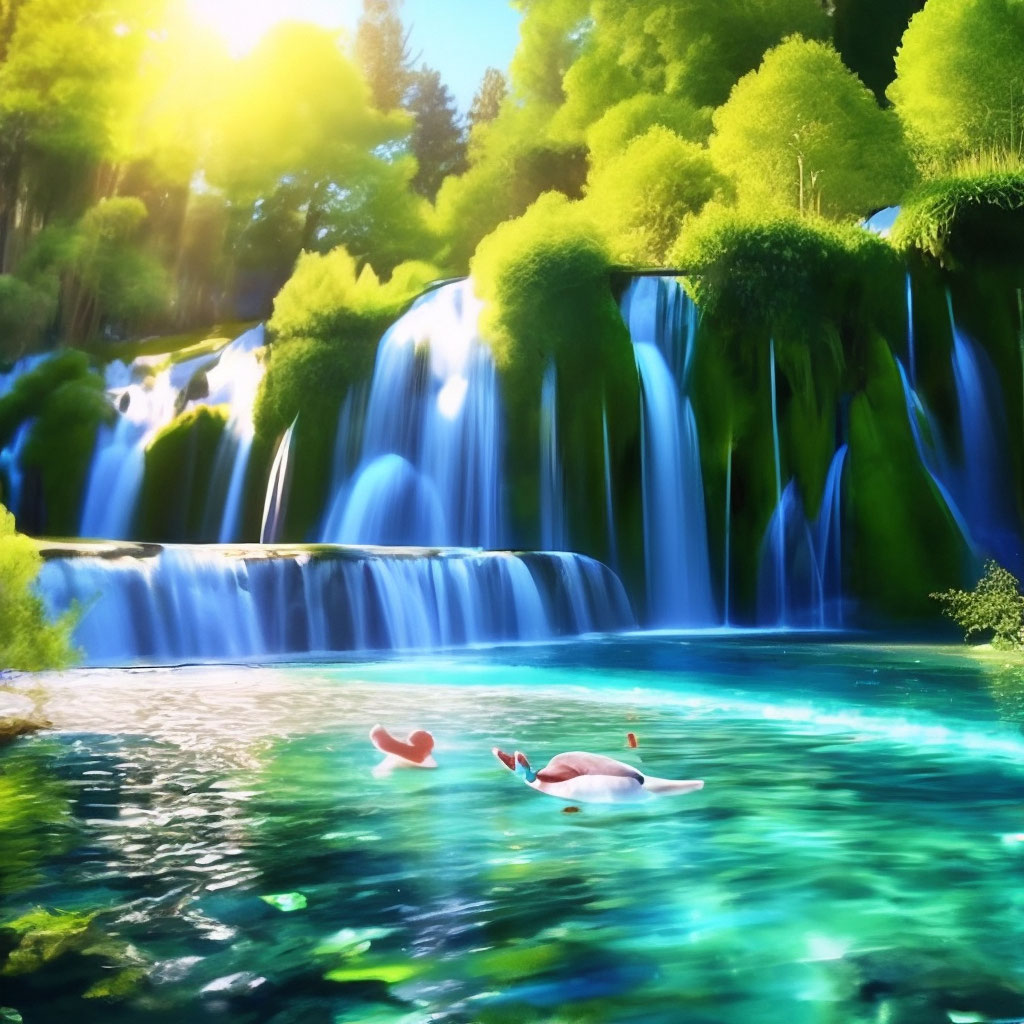 "A distant wonderful planet, clean water plays in graceful streams in ...