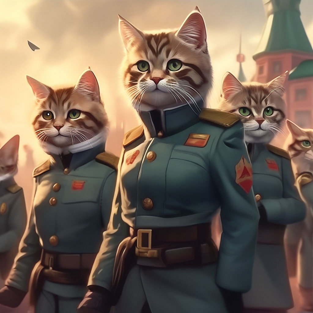 "Cats from the Soviet militia" — image created in Shedevrum