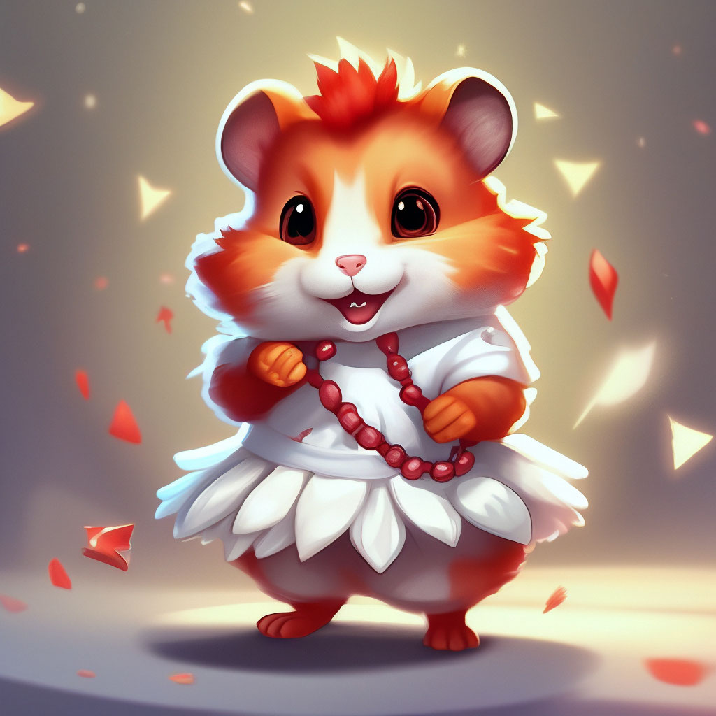 "🐹3 Red-haired hamster in a white fluffy skirt and with a bracelet with ...