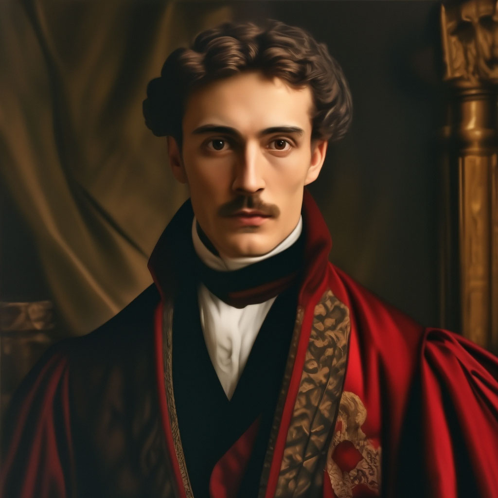 "Portrait of an English lord, pallor, languid look, realistic, antique ...