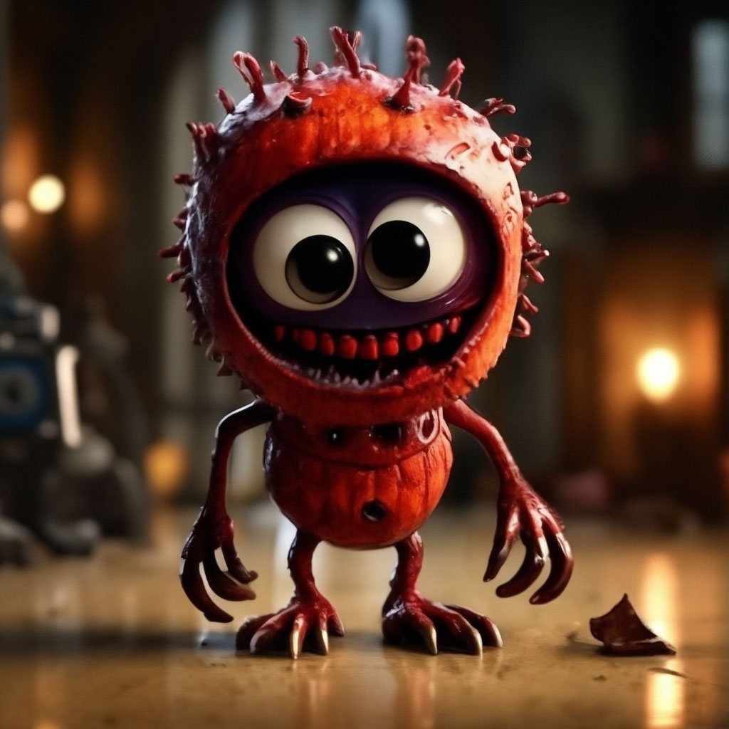 "Cute anthropomorphic horror, pixar-art" — image created in Shedevrum