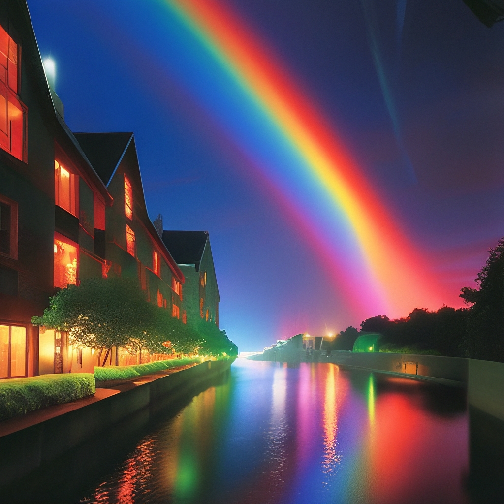 "🌈🌃 night rainbow" — image created in Shedevrum