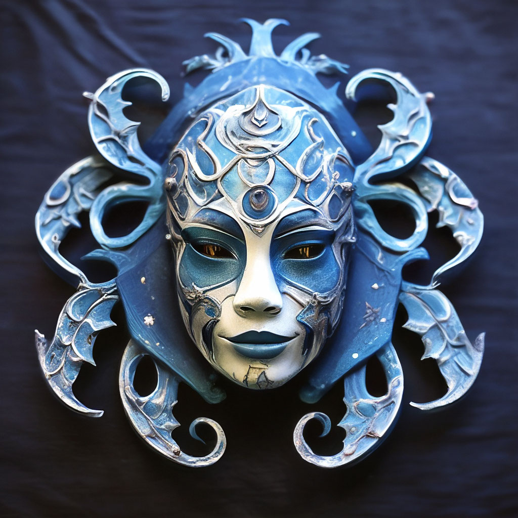 "Scary mask zodiac sign pisces" — image created in Shedevrum