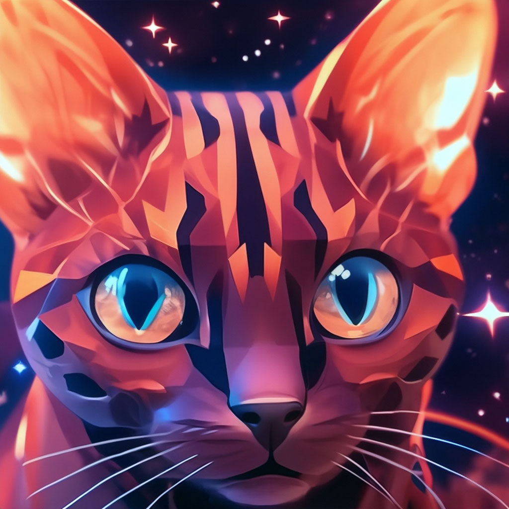 "Martian cat with big shiny eyes, ethereal burgundy fur, on the planet ...