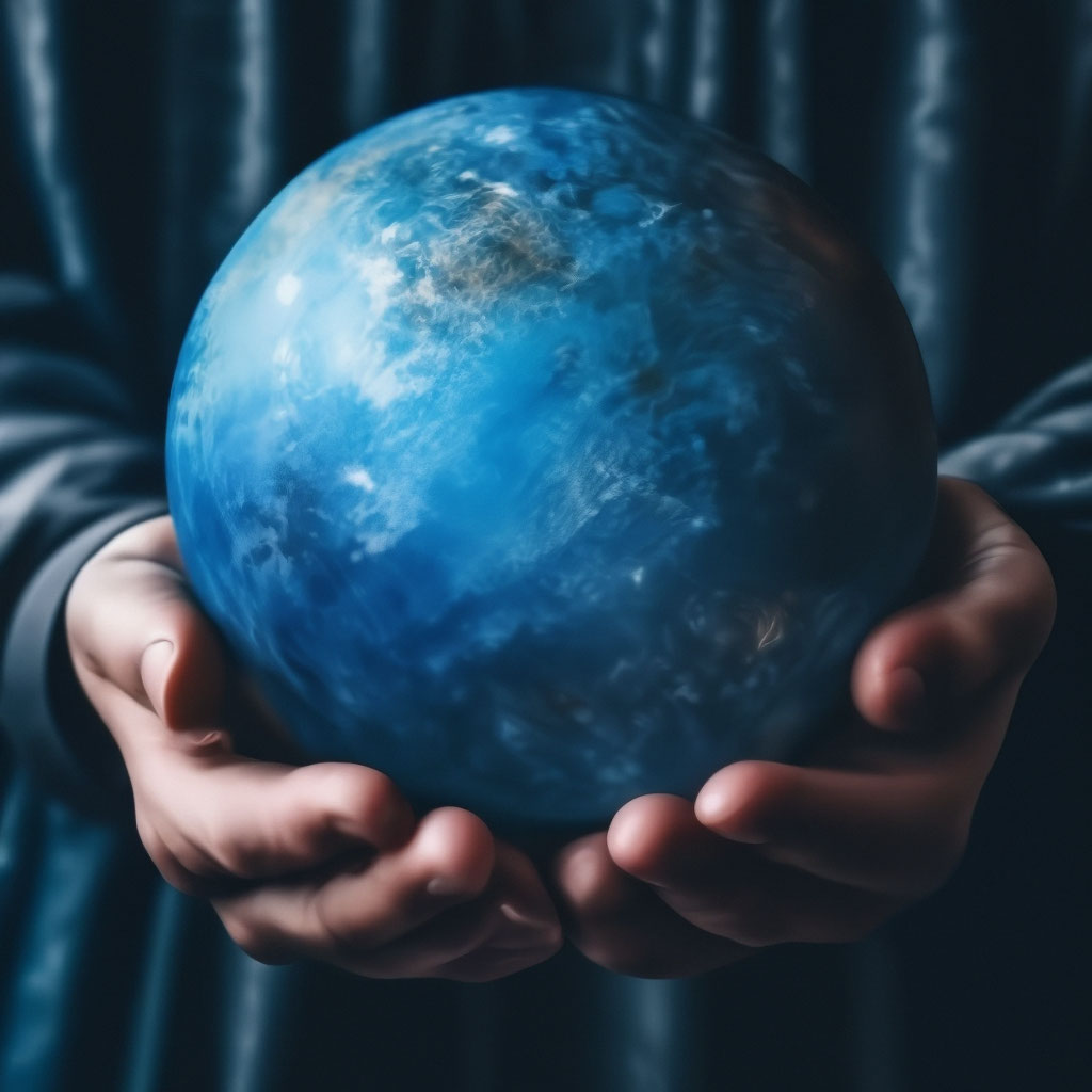 "Planet Neptune in human hands, hyperdetalization, real photo, rich ...