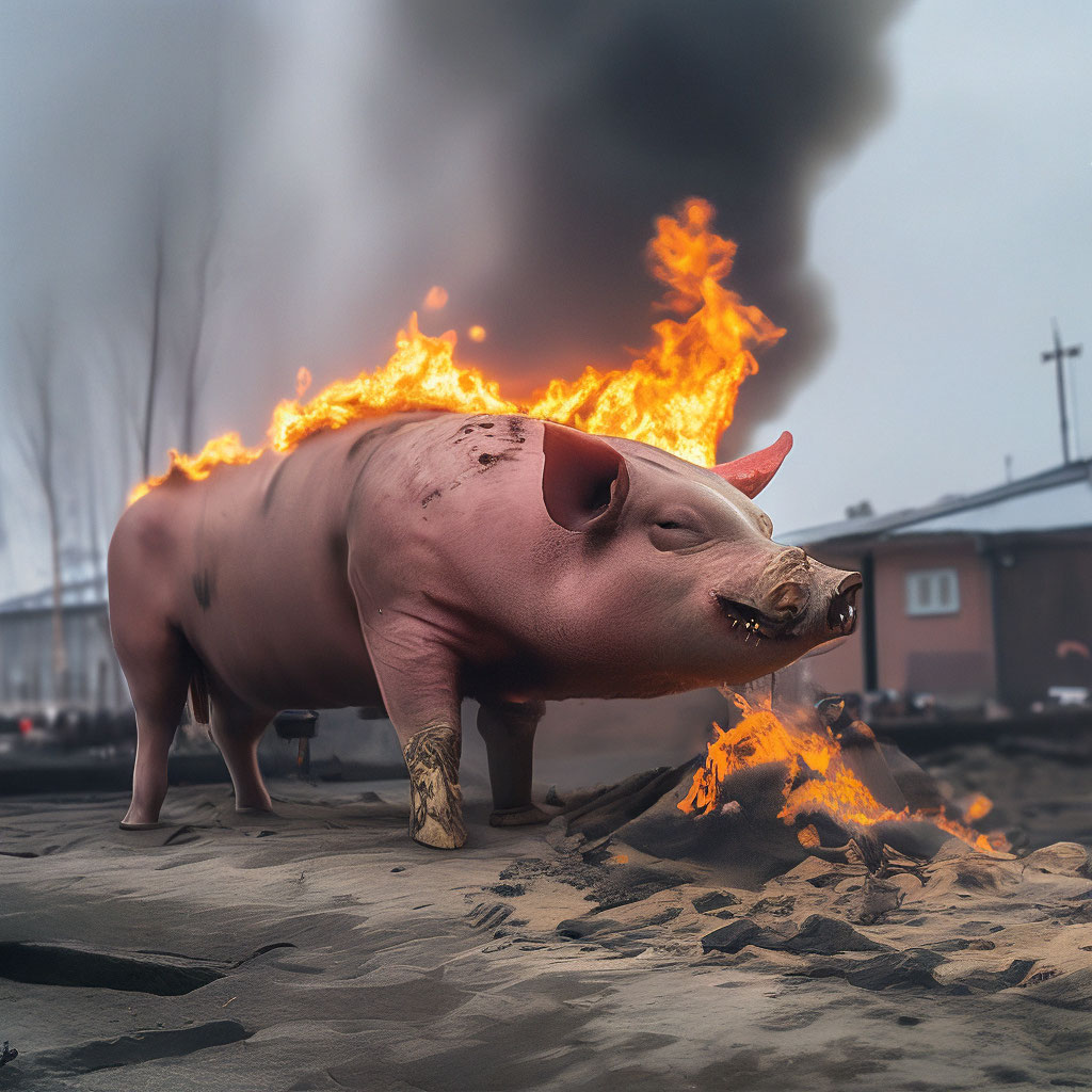 "Pig burned to the ground in Kazan hyperrealism I don't know" — image ...