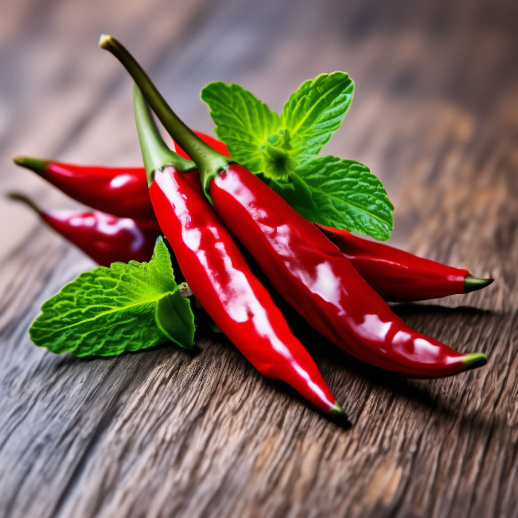 "Chili pepper with mint" — image created in Shedevrum