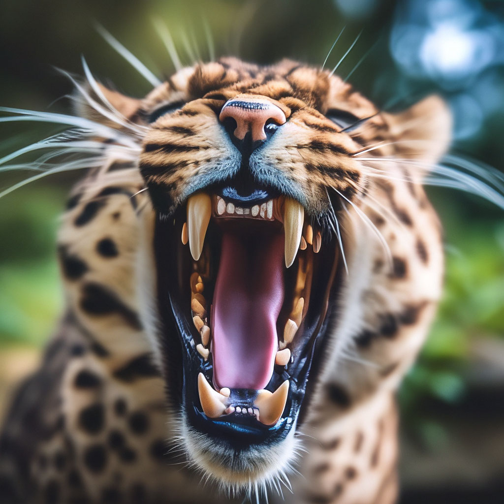 "A big cat with a huge tooth" — image created in Shedevrum
