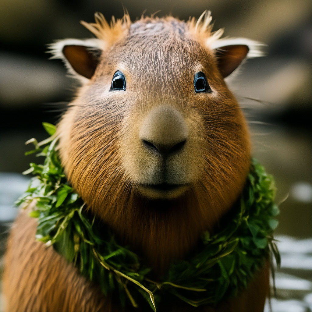 "Hybrid of capybara and Yoda" — image created in Shedevrum