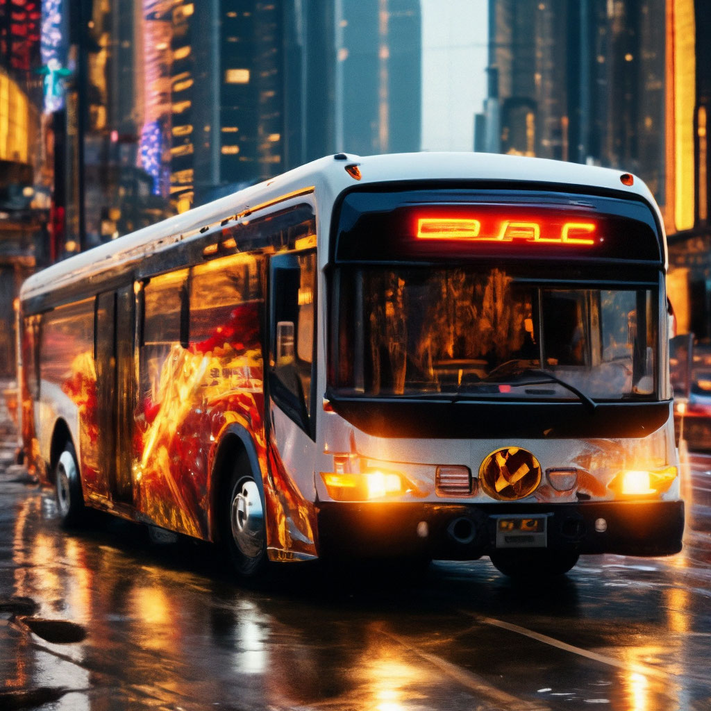 "Bus + Car Flash, the Flash logo is drawn on the bus." — image created ...