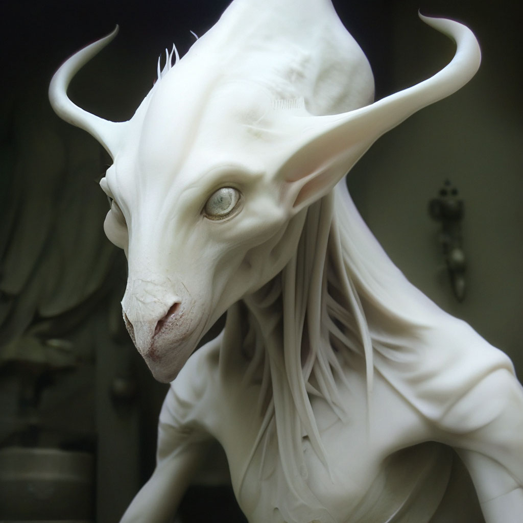 "A faceless pale creature." — image created in Shedevrum