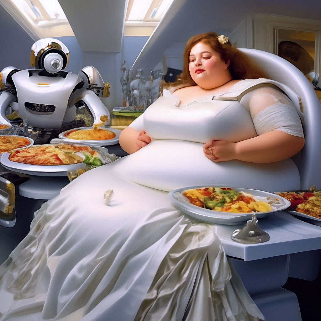 "Photorealism.the future, obesity, effeminacy, femininity, helplessness ...
