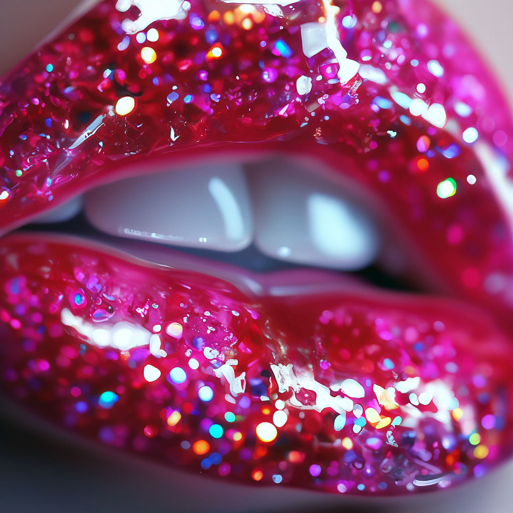 "Lips Cherry between the lips, Crystal detailed realistic lips, hyper ...