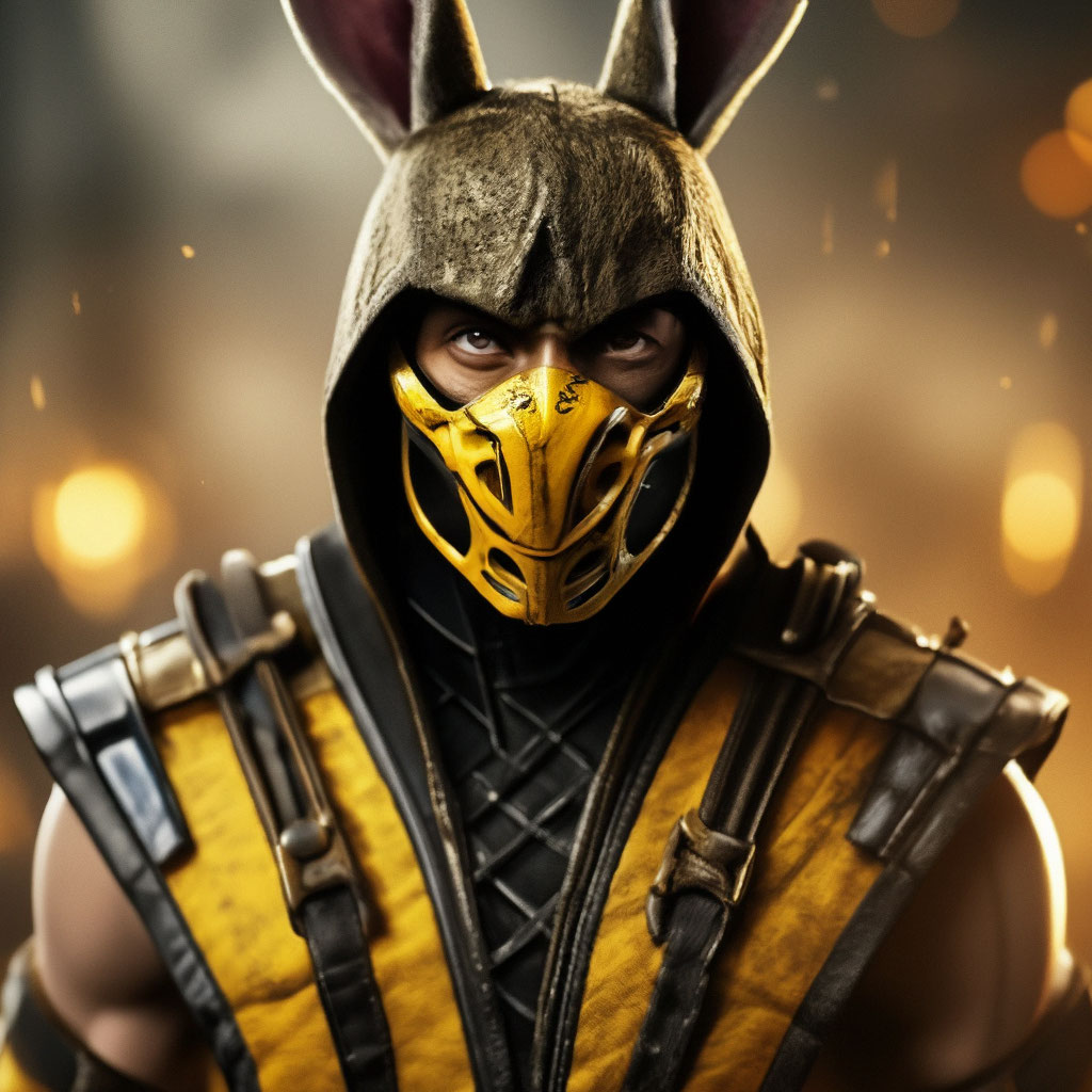"Scorpion from Mortal Kombat in the form of a rabbit, cute, funny ...