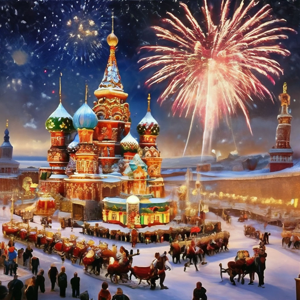 "🎉 the New Year's feast in Russia is large-scale" — image created in ...
