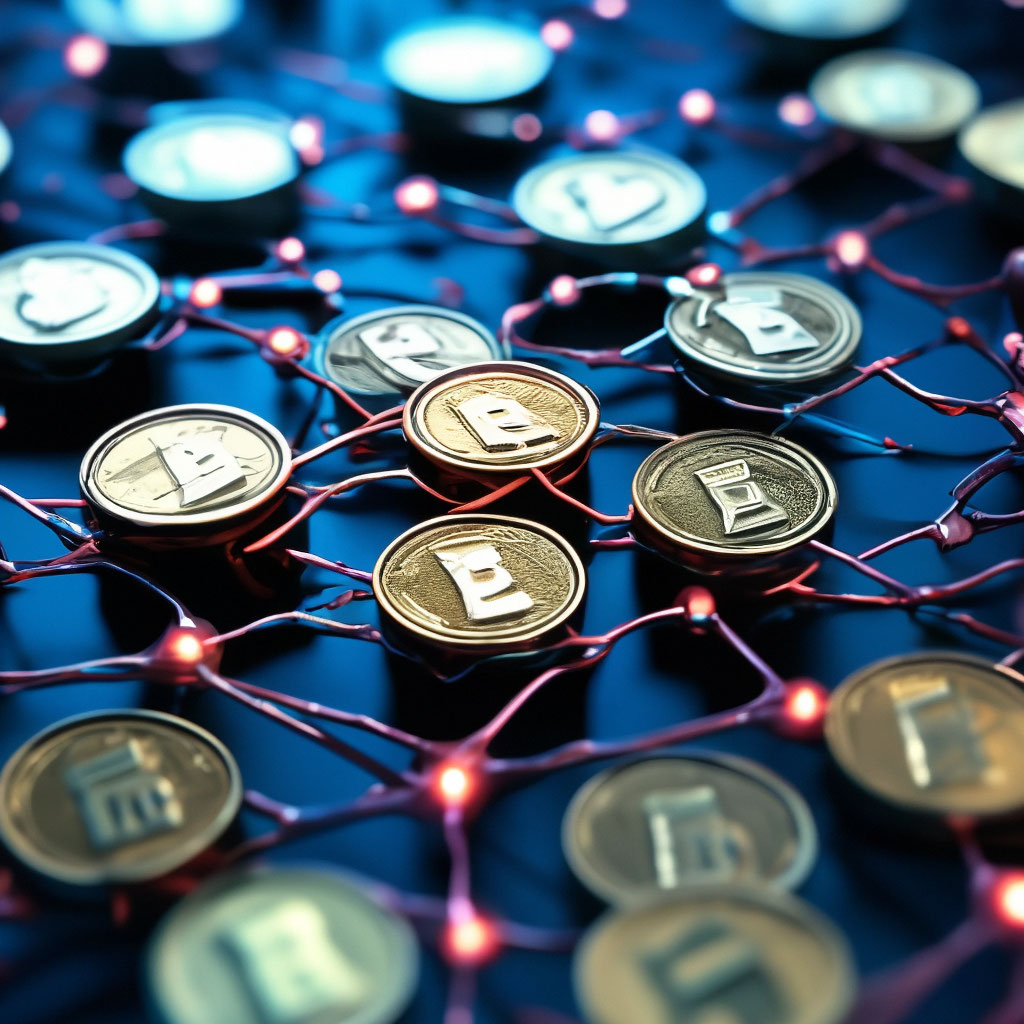 "Money is intertwined by a neural network" — image created in Shedevrum