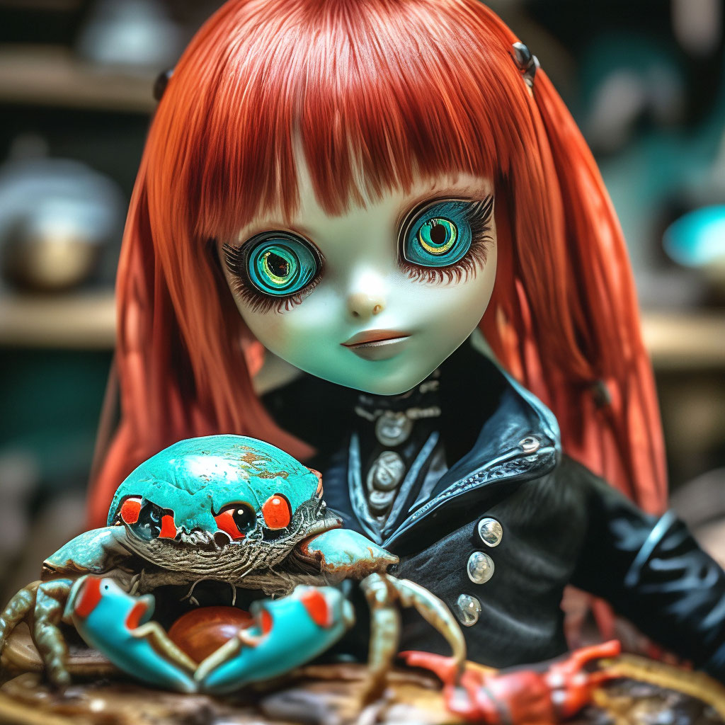 "Horror, huge detailed turquoise eyes, paranoia japanesse vampire-doll ...