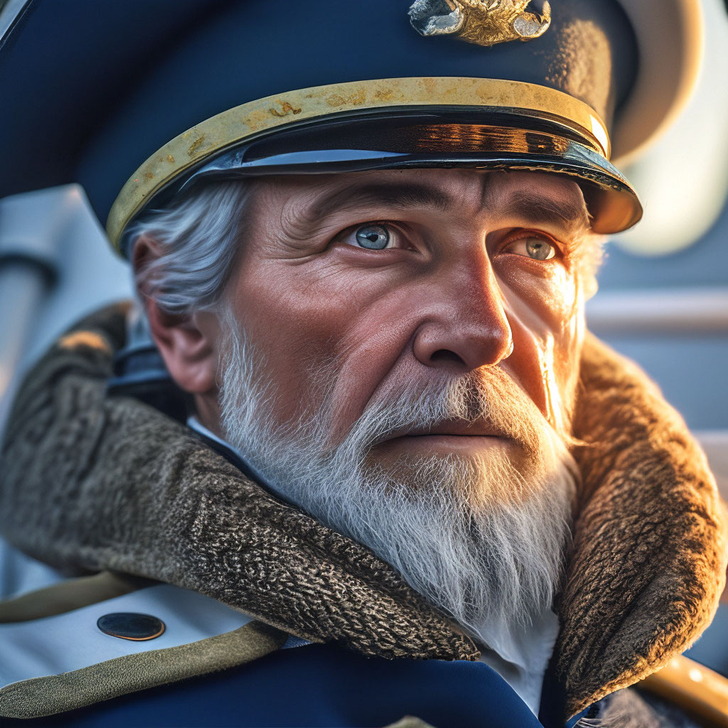 "Captain and sailor from the cruiser Aurora on the Neva,realistic, 128k ...