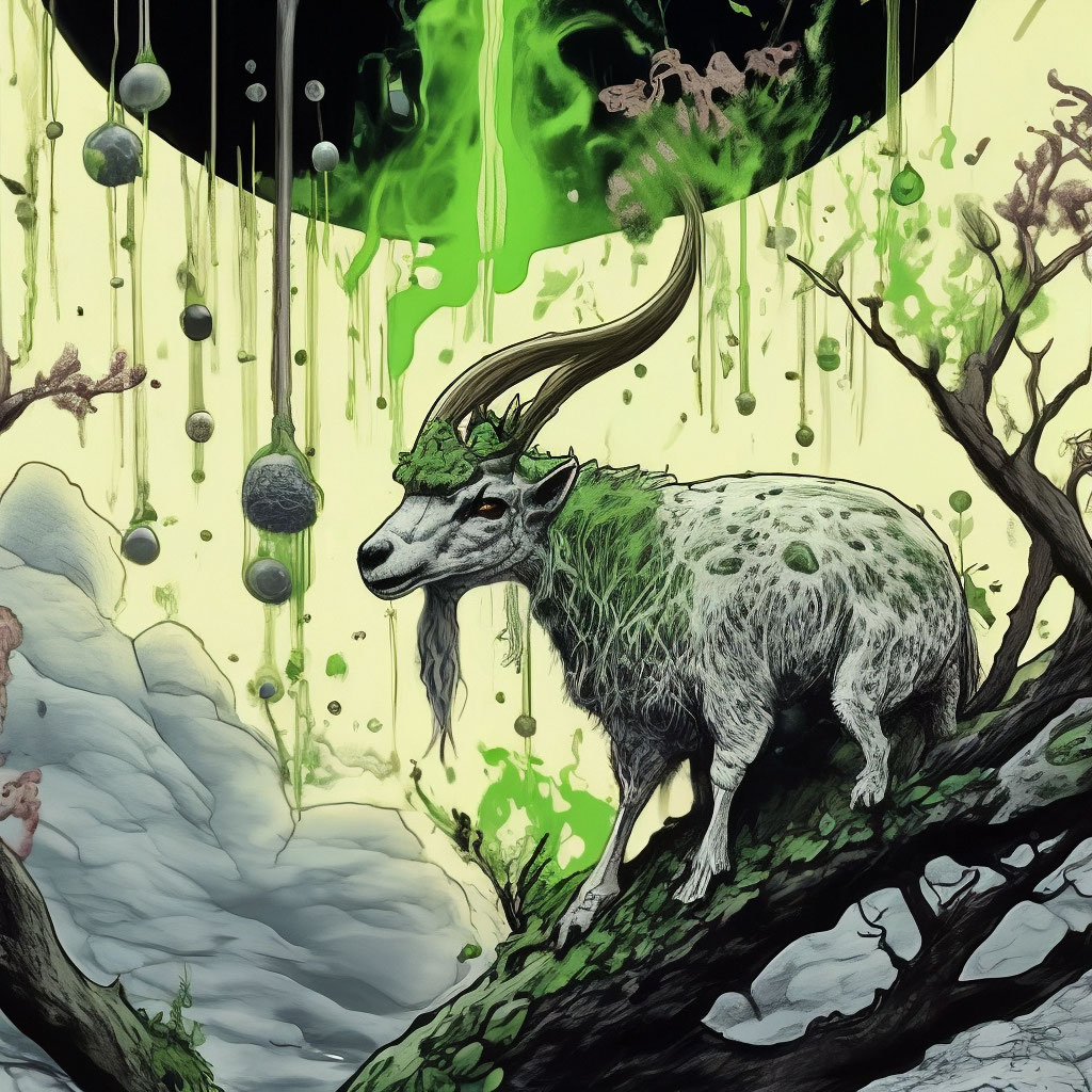 "Alien goat+semi-white birch with green buds+semi+essence full-length ...