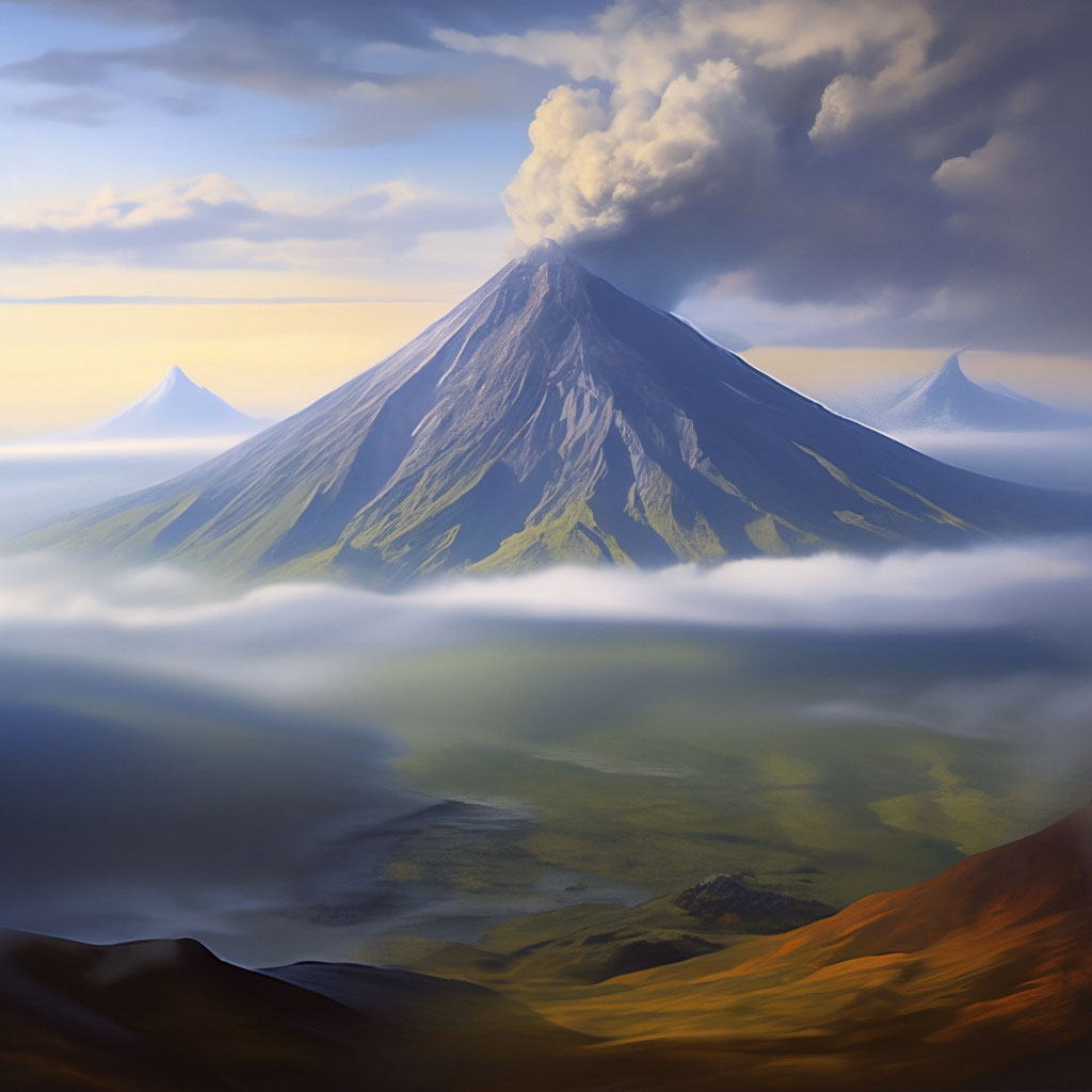 "Krenitsyn volcano, foggy weather, high detail, photorealism" — image ...