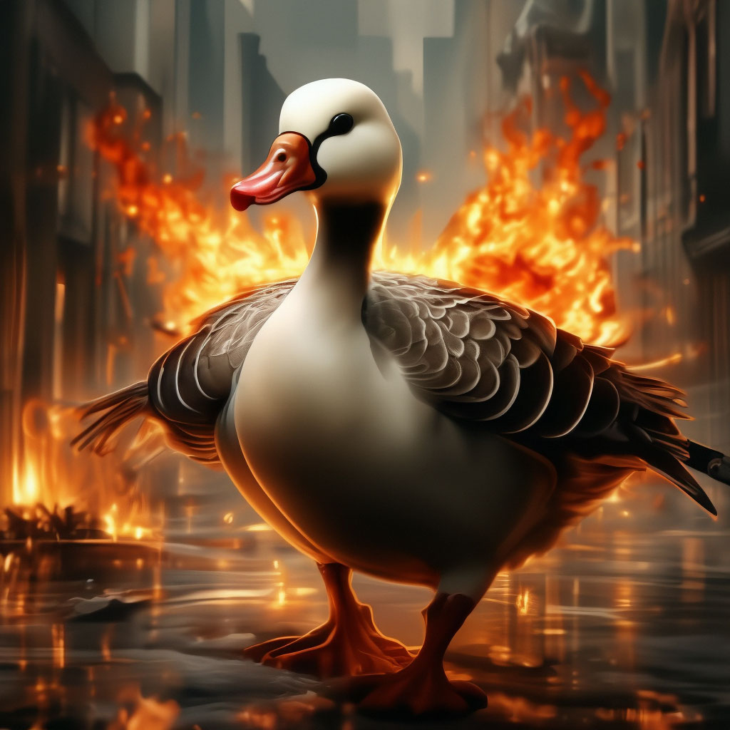"The fire-eating goose" — image created in Shedevrum