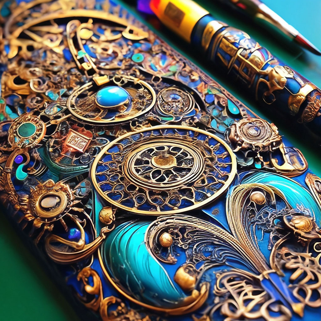 "Pen drawing, colored ink, folk art, visiting a fairy tale, wondrous ...